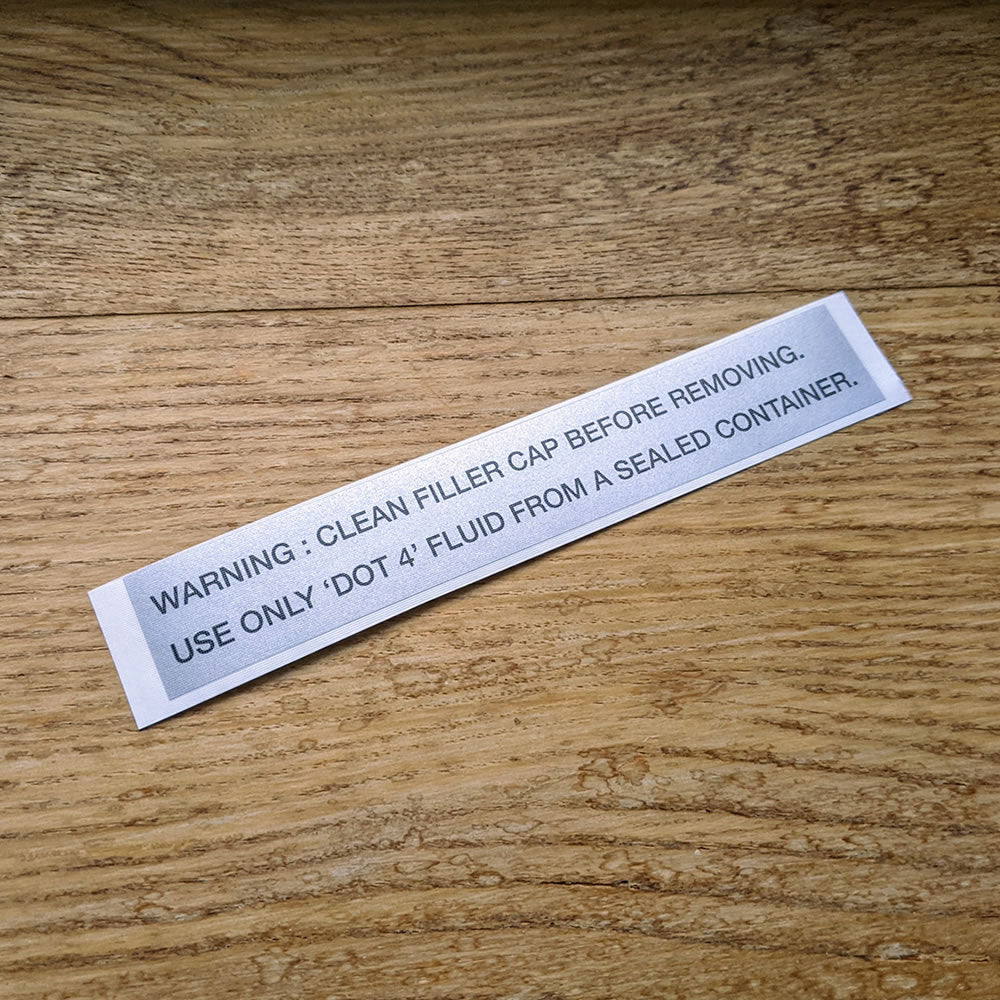 Lotus Elan M100 silver filler cap warning label / sticker – Divine ...