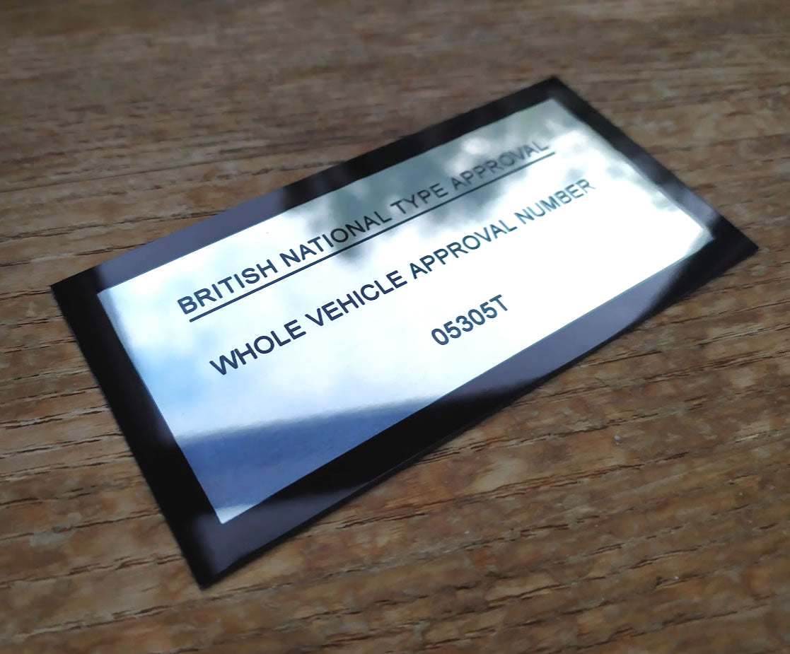 TVR "Type Approval" aluminium metal plate - Wedge / Griffith / Chimaer ...